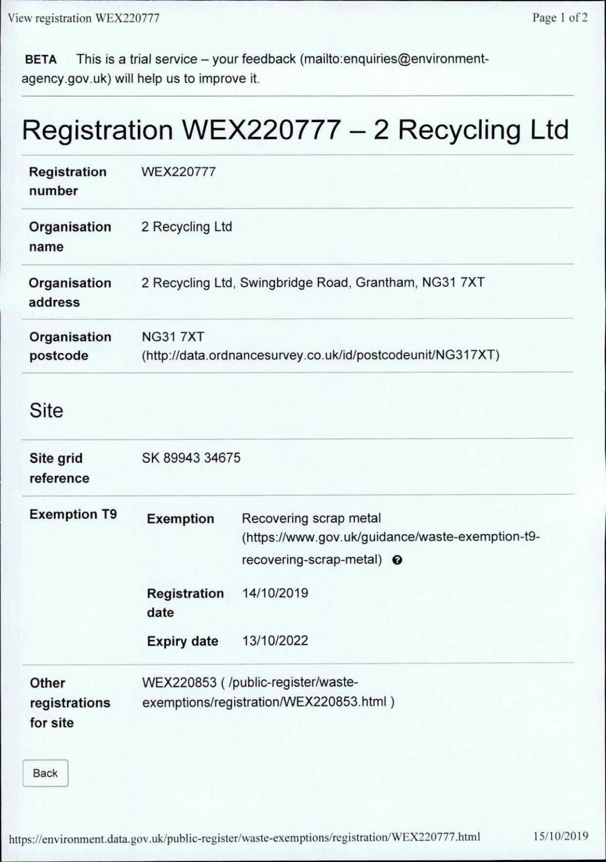 Site Licences | 2 Recycling Ltd